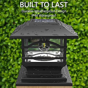 Davinci Lighting Edison Solar Outdoor Post Cap Lights - 4x4 5x5 6x6 - Bright LED Light for Fence Deck Garden or Patio Posts - Slate Black (1 Pack)