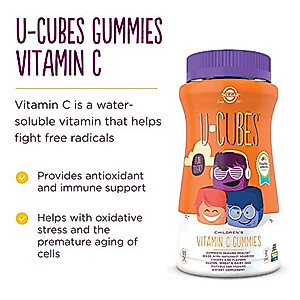 Solgar U-Cubes Children's Vitamin C, 90 Gummies - Includes 2 Great-Tasting Flavors, Orange & Strawberry - Immune Support - For Ages 2 & Up - Non GMO, Vegan, Gluten Free, Dairy Free - 45 Servings