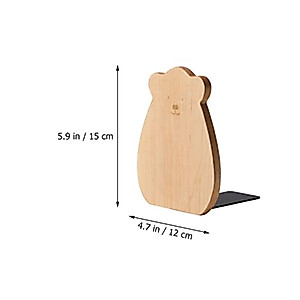 Generic 2Pcs Wooden Bookends Cartoon Animal Bookends Nonskid Creative Wood Book Stopper Stationery Book Supports Stands Kids Table Gifts