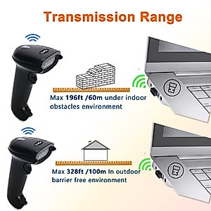 Barcode Scanner Wireless QR Code Scanner Support Screen 1D 2D Scan,ADXZZ Handheld Wired Rechargeable Portable Long Range Transmission Bar code Scanners Cordless Barcode Reader for Mobile Payment Store
