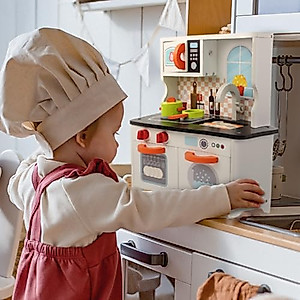 osettoys Mini Wooden Play Kitchen Set with Microwave, Pretend Play Kitchen Accessories, Role Play Toy for Kids, Cooking Toy Gift for Boys Girls