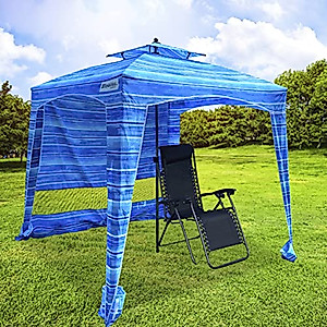 Beach Cabana Canopy Shelter – Cool Sun Shade Tent – 6’ X 6’ - UPF 50+ - Waterproof - Easy Setup – 2 Layer Wind Vent Umbrella – 6 Ft X 6 Ft – BONUS Sidewall – Beach, Lake, Park W/Family - 2 to 4 People