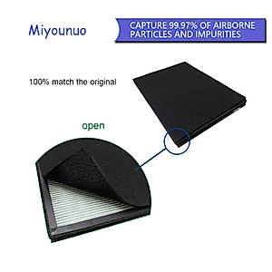 MIYOUNUO Airmega 150 Replacement Filter Compatible with Coway Airmega 150 AP1019C Air Purifier 1pc Green HEPA Filter + 3pcs Carbon Pre-Filters