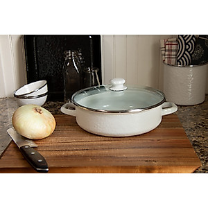 Golden Rabbit Enamelware - Solid White Pattern - 3qt Saute Pan