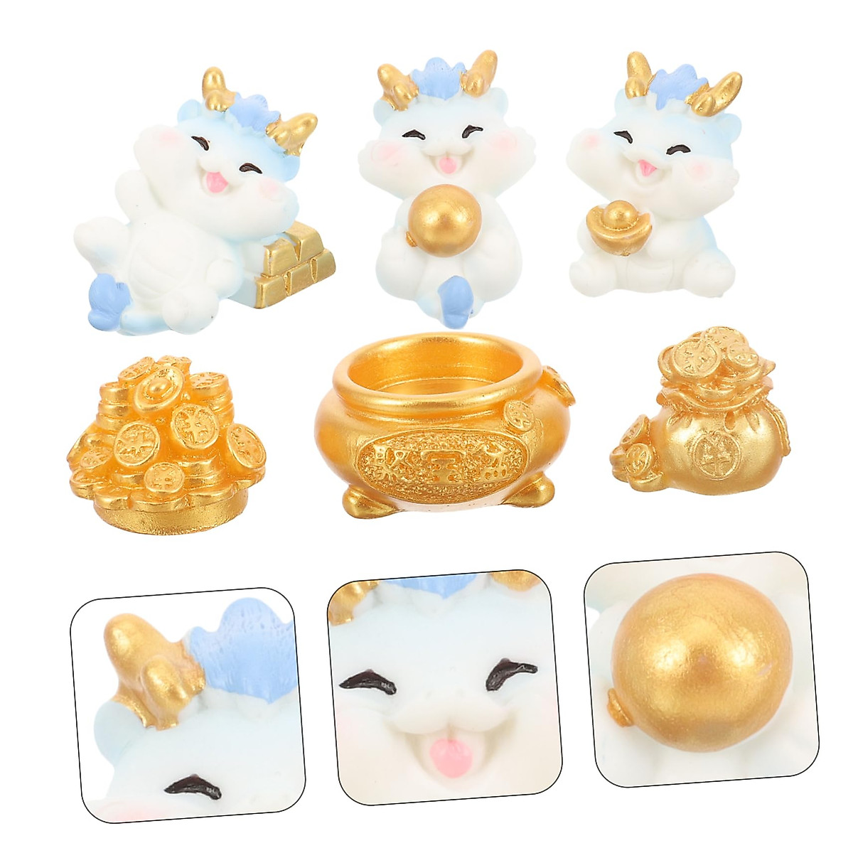 DOITOOL Dragon Decor 6 pcs Resin Mini Adorable Dragon Statue Mini Dragon Statue Desktop Dragon Statue Mini Dragon Figure Adorable Dragon Figure Chinese Zodiac trinkets