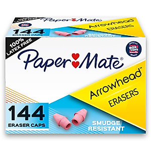 Paper Mate 73015 Arrowhead Pink Pearl Cap Erasers, 144 Count