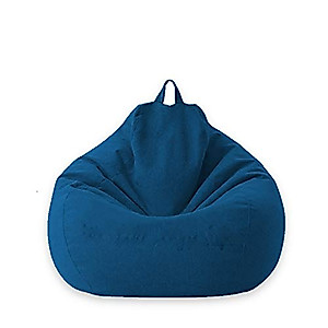 ZYJBM Sofa-Cover New Lazy BeanBag Sofas Cover Without Filler Lounger Seat Bean Bag Puff Couch Tatami Chairs Covers (Color : Blue, Size : Small)