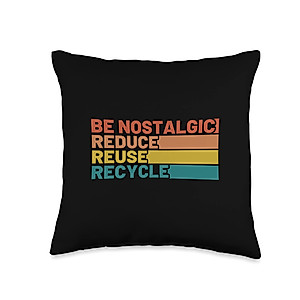 Be Nostalgic Reduce Reuse Recycle Waste Management Throw Pillow