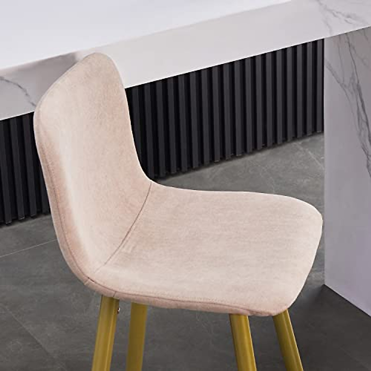 Bar Stools Set of 2, Fabric Upholstered Counter Height Low Back Armless Dining Bar Chairs with Footrest, 30 Inches, Beige