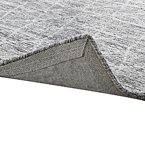 Benjara Jua 2 x 3 Hand Tufted Small Area Rug, Diamond Designs, Gray, White