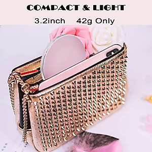 DeYesom LED Compact Mirror with Lights, Dimmable, Portable, Magnifying, Rechargeable