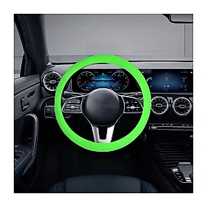 AICEL Car Silicone Steering Wheel Cover, Soft Anti-Slip Auto Steering Wheel Protector Fit 14 Inch, Universal Vehicle Interior Accessories for Cars, SUVs, Trucks, and Vans (Green)