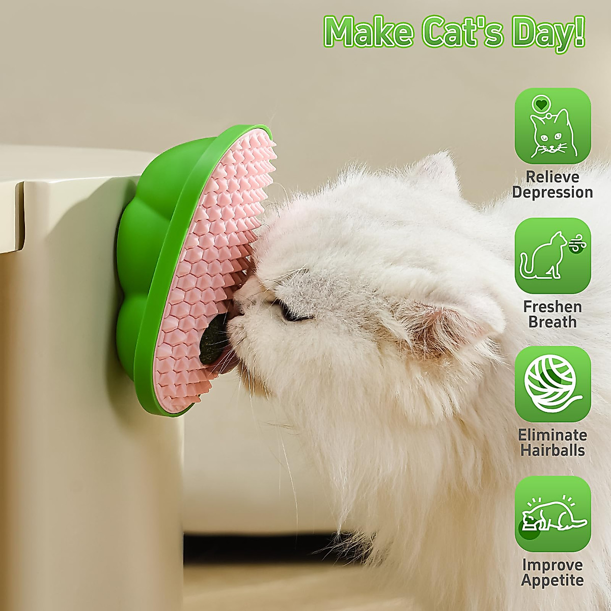 havit 2-Pack Catnip Toys for Indoor Cats, Stick on Wall Catnip Ball Toys for Cats to Lick, Massage & Self Grooming (Yellow & Pink)