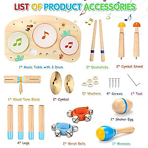 OATHX Kids Drum Set - 11 in 1 Musical Instruments for Toddlers Baby Preschool Educational Musical Toys, Montessori Toys for Kids Ages 1-6