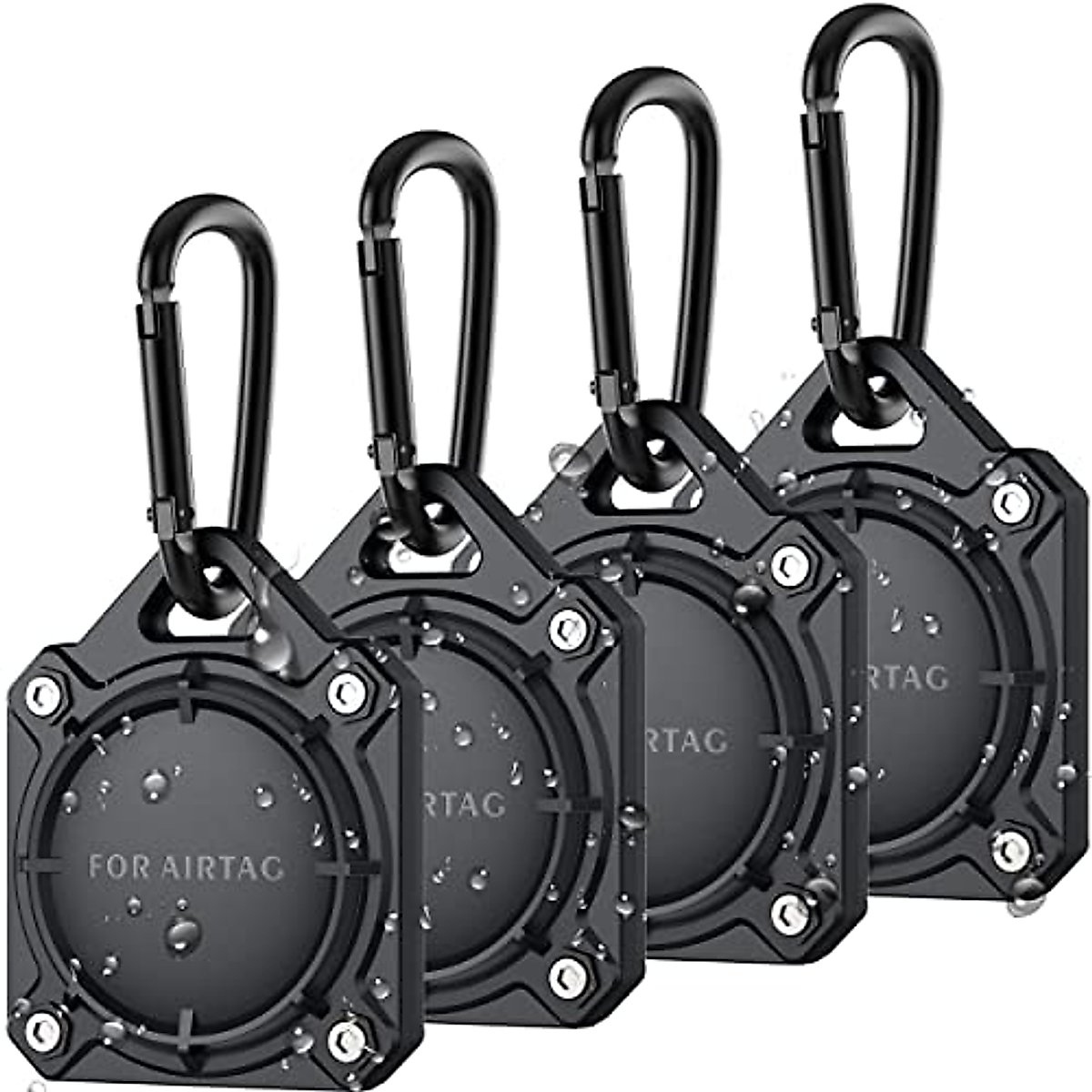 HBT Waterproof Airtag Holder/AirTag Keychain Case, Fully Enclosed, Durable, Secure Protector for AirTag with Key Ring (4pack)