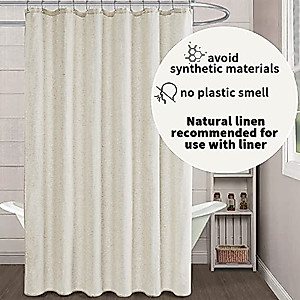 Awellife Linen Shower Curtain Boho Farmhouse Shower Curtains for Bathroom Natural Cloth Cotton Fabric Liner Cream Ivory 72 x 72 Inch