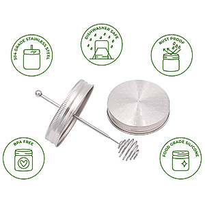 Stainless Steel Honey Dipper by Mason Jar Lifestyle (Regular Mouth)