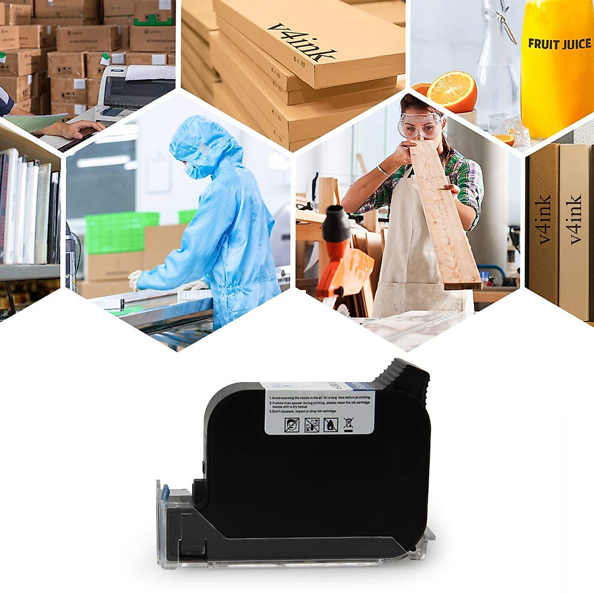 v4ink BT-2580P BENTSAI Original Solvent Fast Dry Ink Cartridge Replacement for BENTSAI Handheld Inkjet Printer BT-HH6105B2, BT-HH6105B3, B10