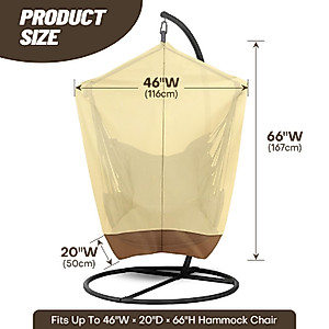HEPOVER Hanging Hammock Chair Cover 46 Inch Outdoor Patio Hammock Swing Chair Cover 420D Waterproof Swing Egg Chair Cover with Zipper