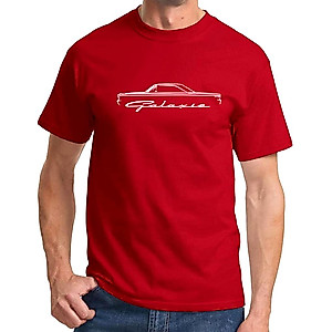 1963 Ford Galaxie Hardtop Classic Outline Design Print Tshirt Large red