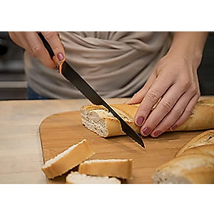 6 Piece Knife Set | 5 Beautiful Rose Gold Knives with Knife Block | Sharp Kitchen Knife Sets | Multiple Size, All Purpose Kitchen Knives | 8” Chef, Bread, & Carving Knife | Utility & Paring Knife