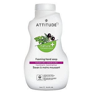 ATTITUDE Foaming Hand Soap, EWG Verified, Plant and Mineral-Based Ingredients, Vegan and Cruelty-free Personal Care Products, Herbal Musk, Bulk Refill, 35.2 Fl Oz