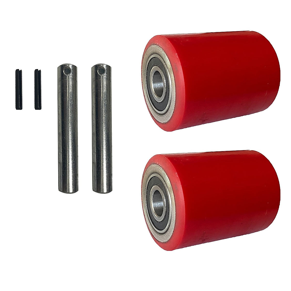 APOLLO Pallet Jack/Truck Wheels, Load Wheel 3'' x 3.66'', A Pair of Pallet Jacks PU Wheel Full Set, with Sealed Precision Bearings, ID 0.78 inch