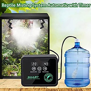 Reptile Mister Automatic Misting System, Reptile Humidifiers with Smart Timing Controller, Terrariums Humidifier with 360°Adjustable Misting Nozzles, Rainforest Ecosystem Sprayer