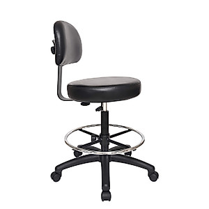 Chair Master Adjustable Chair/Stool for Exam Rooms, Labs, Doctor and Dentist Offices. Easy to Clean! 24"-34" Seat Height. 18" Foot Ring (Tall Bench Height, Black)