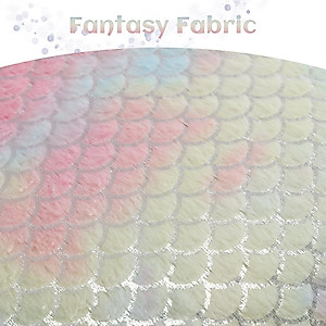 Guyou Cute Fuzzy Desk Chair for Kids/Girls/Boys, Mermaid Kids Study Chair Fluffy Children’s Swivel Chair with Wheels and Adjustable Height for Computer/Bedroom/Study Room Reading (Light Colorful)