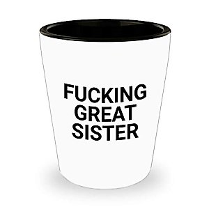 Best Sister Fucking Great Sister Shot Glass Unique Ceramic Funnyand Sarcasm 1.4 Oz Birthday Stocking Stuffer