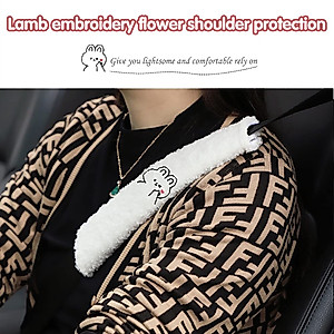Car Seat Belt Pad,MoreChioce Universal Seat Belt Shoulder Strap Cover Comfortable Seatbelt Protector Pad with Sweet Pattern for Car and Backpack,Rabbit#B