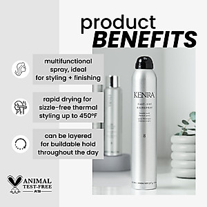 Kenra Fast Dry Hairspray 8 | Flexible Hold Thermal Spray | Multifunctional Spray, Ideal For Both Styling & Finishing | Lightweight, Instant Control | All Hair Types | 8 oz