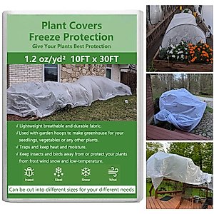 Xuwzenkl Plant Covers Freeze Protection 10 ft x 30 ft 1.2 oz/yd² Frost Cloth Garden Fabric Blankets Floating Row Cover for Outdoor Plants Vegetables for Cold Weather