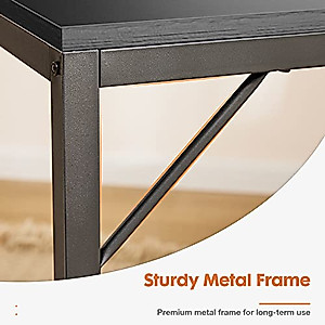 Sweetcrispy Small Computer Desk, 40X24 Inch Office Writing Work Study Gaming PC Table with 2-Tier Drawers Storage Shelf, Side Headphone Hook, Modern Simple Style for Home Bedroom, Black Wood