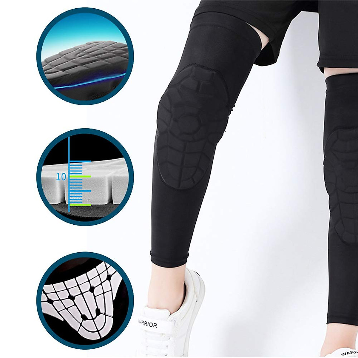 Bohope Kids Youth 5-15 Years Padded Leg Compression Sleeve Knee Guards Protective for Basketball, Baseball, Football Goalkeeper, Volleyball, Skating, Cycling.Universal for Boys and Girls