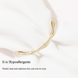 GIEIWIW Gold Plated Bangle Bracelets for Women Mother's Day gifts Adjustable Charm Bracelets Cute Bamboo Design Gold Bracelet for Women Valentines Day Gifts(Gold)