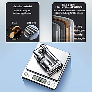 1080°universal rotating swivel flushing faucet extender brass alloy extension robotic arm adapter attachment accessories aerator for kitchen bathroom washroom sink(Copper alloy_Silicone nozzle_1pcs)