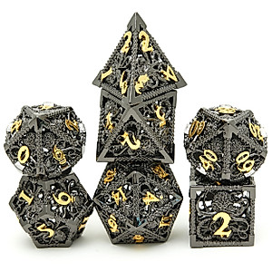 Dungeons and Dragons Dice DND Dice Set D and D dice Set D20 MTG Metal Dice Set Hollow Polyhedral Dice Role Playing Dice with Octopus Motifs for Dungeons and Dragons RPG Table Games