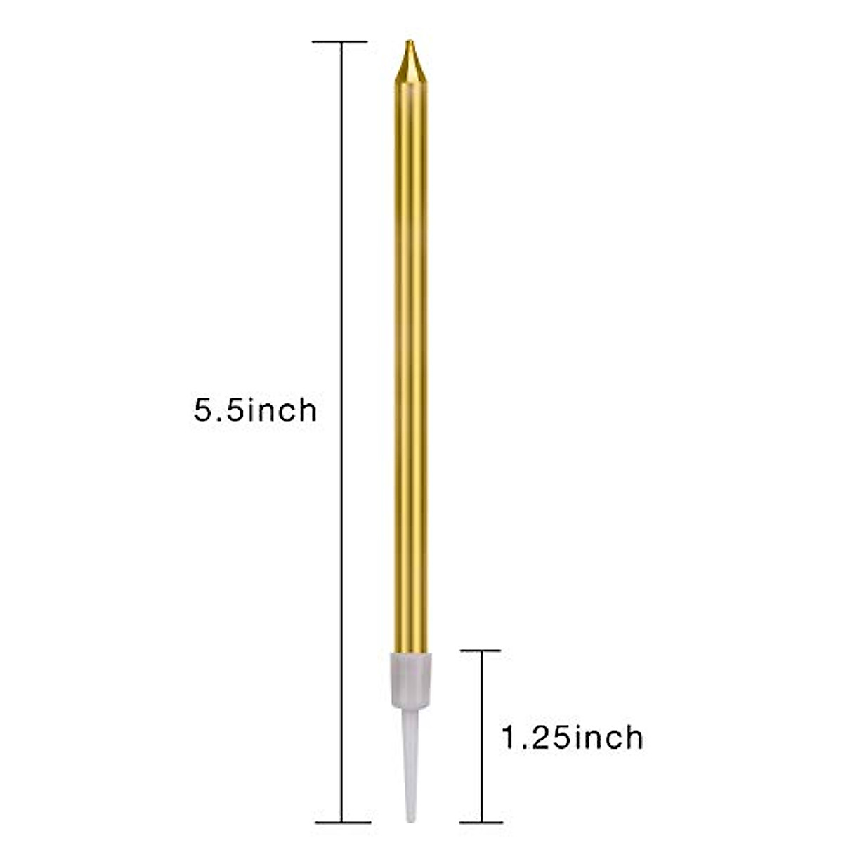 LUTER Metallic Birthday Candles in Holders Tall Birthday Cake Candles Long Thin Cupcake Candles for Birthday Wedding Party Decoration(24 Pieces) (Gold)