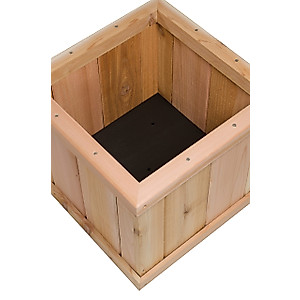 Premium Cedar Square Planter (16.5" x 16.5" x 13.5") for Growing Flowers, Plants, and Herbs; Ideal for Patio, Porch, Garden, Balcony, Deck, or Other Outdoors Locations; 100% Natural Cedar Wood