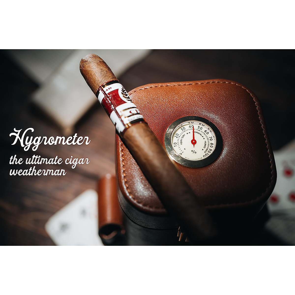 UrbanXElites Cigar Case - Holds up to 25 Cigars, Cedar Wood Cigar Humidor Travel Case with Humidifier and Pouch