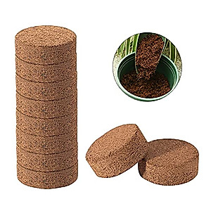 MCDSAJ Compressed Coco Coir Fiber Potting Soil,Plant Starter Pellets,Coconut Soil for Bonsai, Herbs, Plants, Flowers and Vegetables (50mm-10pcs), Brown