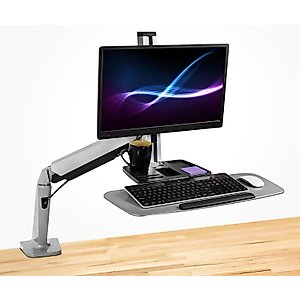 Mount-It! Sit Stand Workstation for Single Monitor and Keyboard - Height Adjustable Standing Desk Mount with Monitor Mount and Keyboard Tray