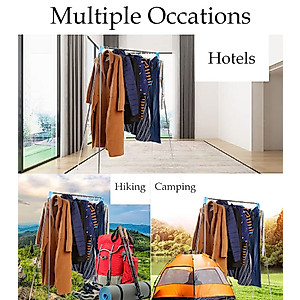Portable Garment Rack Extra Compact and Lightweight, Foldable Mini Drying Clothe Rack for Travel, Camping, Laundry, Dance, Indoor, Outdoor (Enhanced (Longer & Thicker))