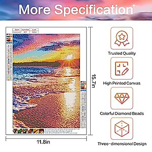 Uatiodo Diamond Painting Kits for Adults, 6 Pack Diamond Painting Kit, DIY 5D Diamond Art Paintings, Sunset Beach Paint with Diamonds, Home Wall Decor, 12 * 16 inch