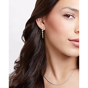 MILLA Dangle Earrings for Women - Cute Designer Earrings for Women Trendy Gold Chain Earrings & Sterling Silver Dangly Earrings (Round CZ / 14K Gold Plated)