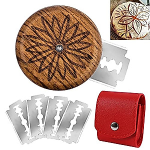 Wood Bread Lame Slashing Cutter Tool, Bamboo Hand Crafted Dough Sourdough Scoring Knife Making Slasher Lame Bread Tool for Bread Bakers with 5 Replaceable Razor Blades and Storage Cover (Sunflower)