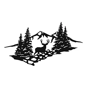Mule Deer Mountain Scene | Laser Cut Metal Wall Art Sign for Home, Cabin, and Garage Decor | High Country Décor