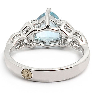De Buman Sky Blue Topaz & Cubic Zirconia Solid 18k Yellow Gold & 925 Silver Ring, Size 7